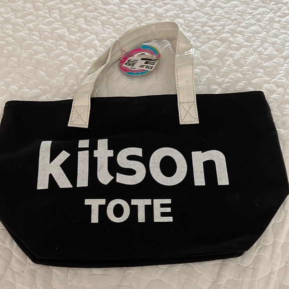 kitson | Bags | Nwt 38 Kits On Tote Black Tote Bag With White Graphics ...